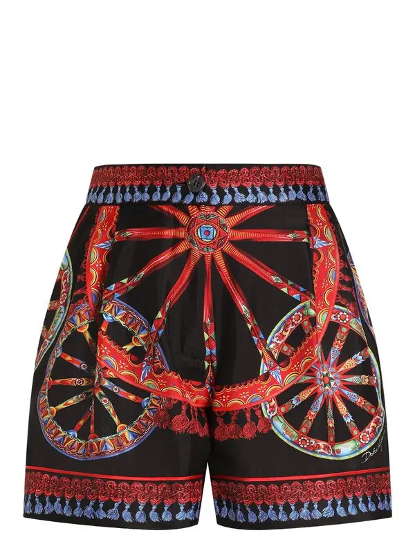 Dolce & Gabbana Carretto-print Silk Bermuda Shorts - Multicolor