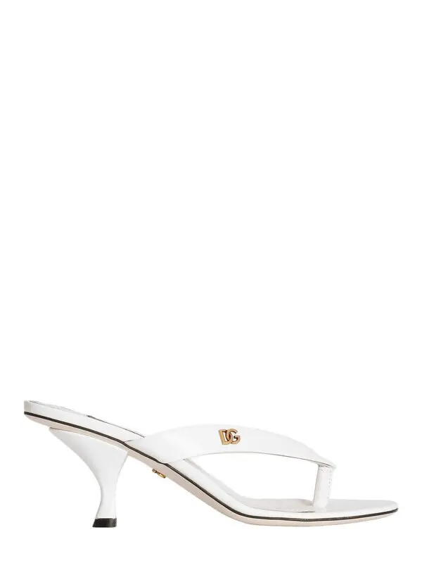 Dolce & Gabbana Patent Leather Thong Sandals - White
