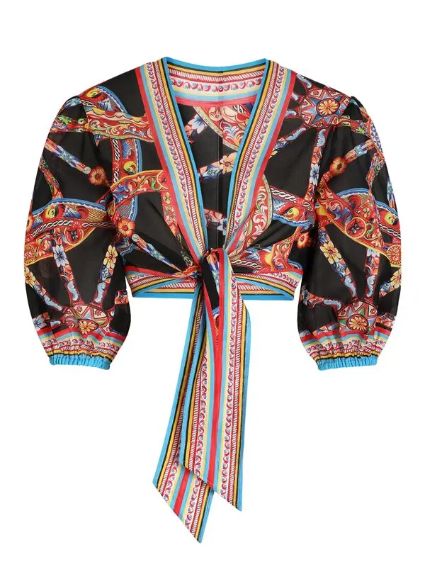 Dolce & Gabbana Carretto-print Batiste Top - Multicolor