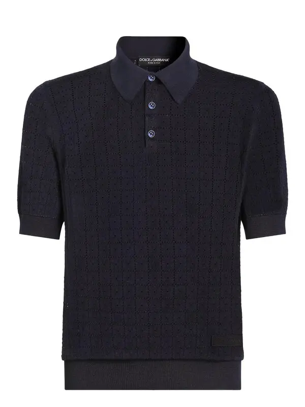 Dolce & Gabbana Polo Shirt With Broderie Anglaise Lace Detailing - Grey