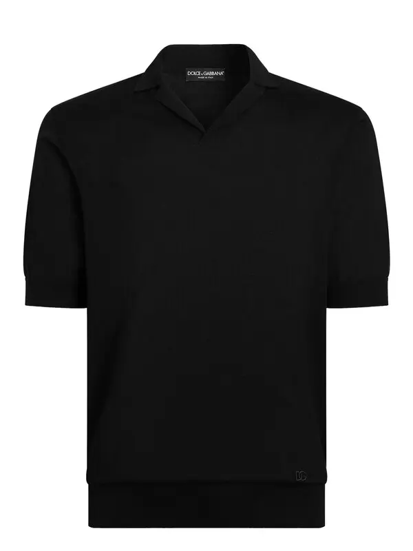 Dolce & Gabbana Silk Knit Polo Shirt - Black
