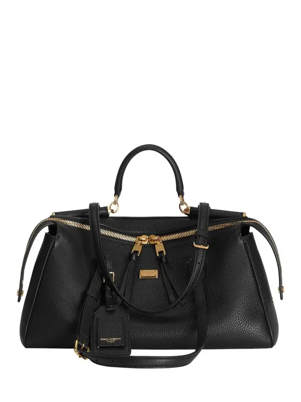 Dolce & Gabbana Medium Vittoria Handbag In Calfskin - Black
