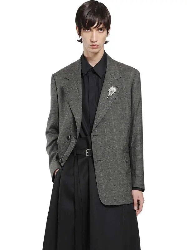 Simone Rocha Notch Lapel Blazer With Embroidery - Grey