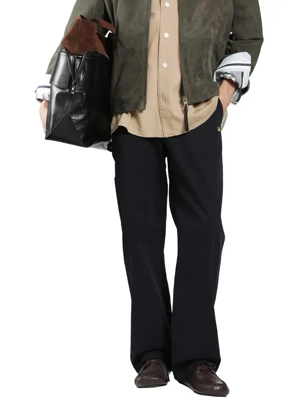 Loewe Cotton Twill Trousers With Embroidered Detailing - Blue