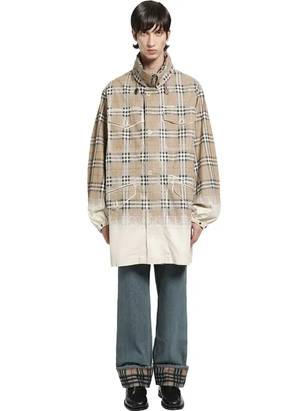 Burberry Gradient Check Cotton Gabardine Parka - Beige
