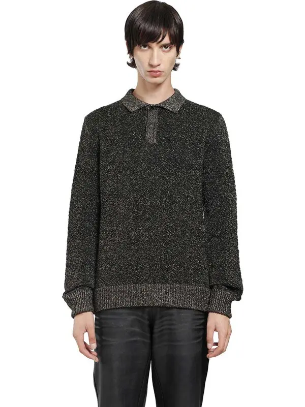Marni Lurex Wool Polo Sweater - Black