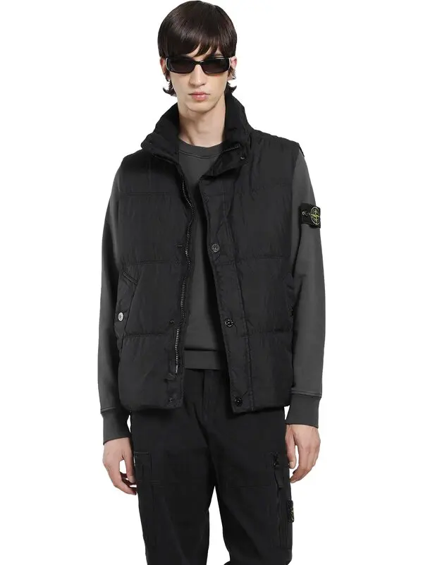 Stone Island Crinkle Reps Down Vest - Black