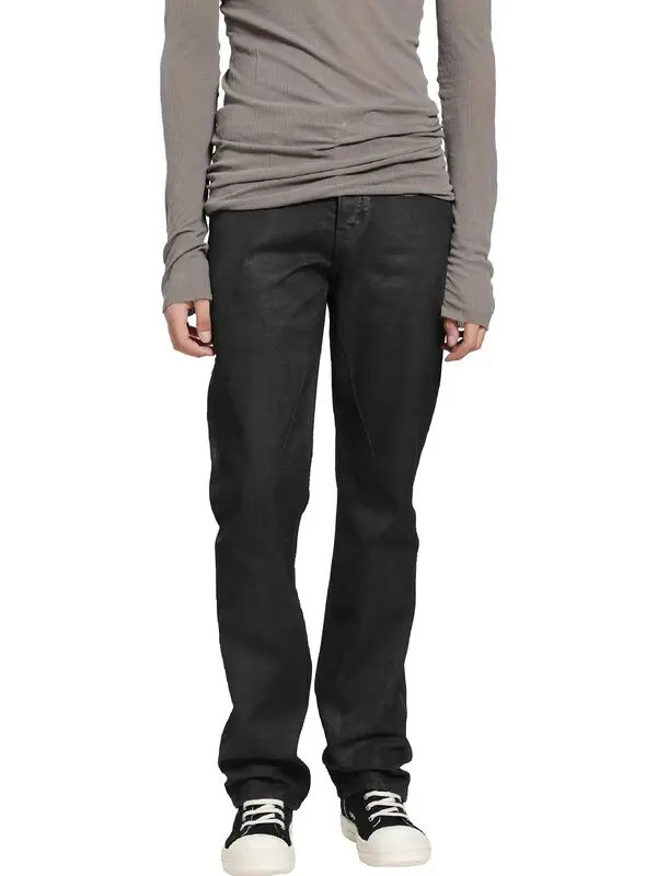 Rick Owens Waxed Japanese Denim Jeans - Black