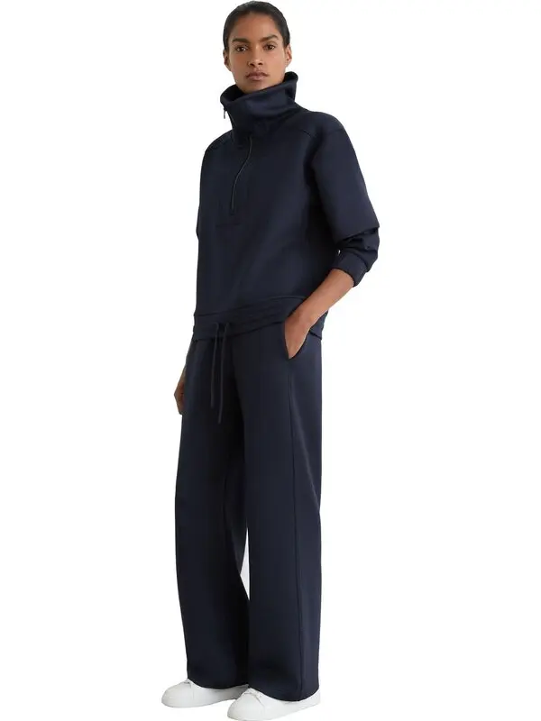 REISS Laney Premium Interlock Half-zip Sweatshirt - Navy