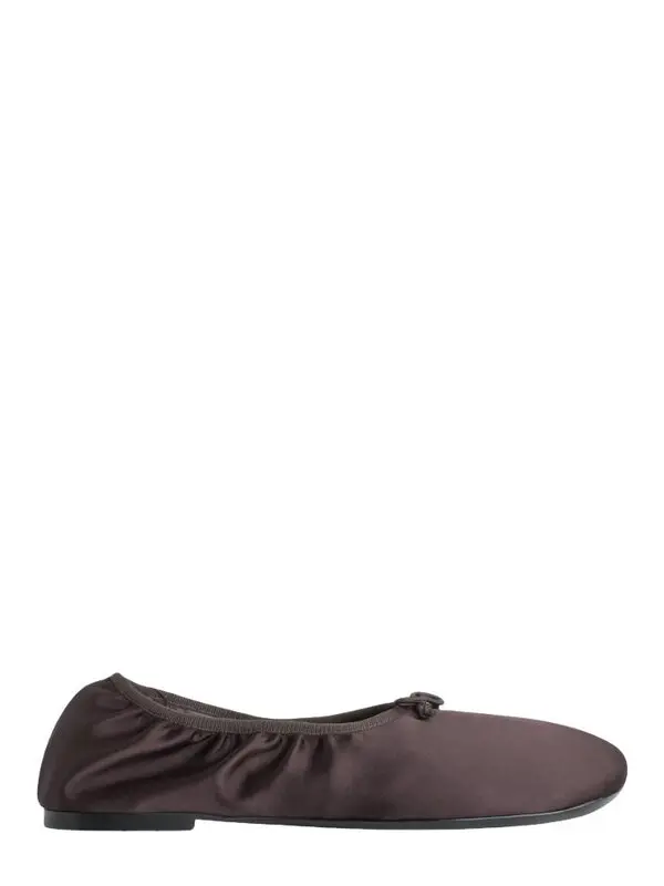 Cos Satin Ballet Flats With Bow Detailing - Brown