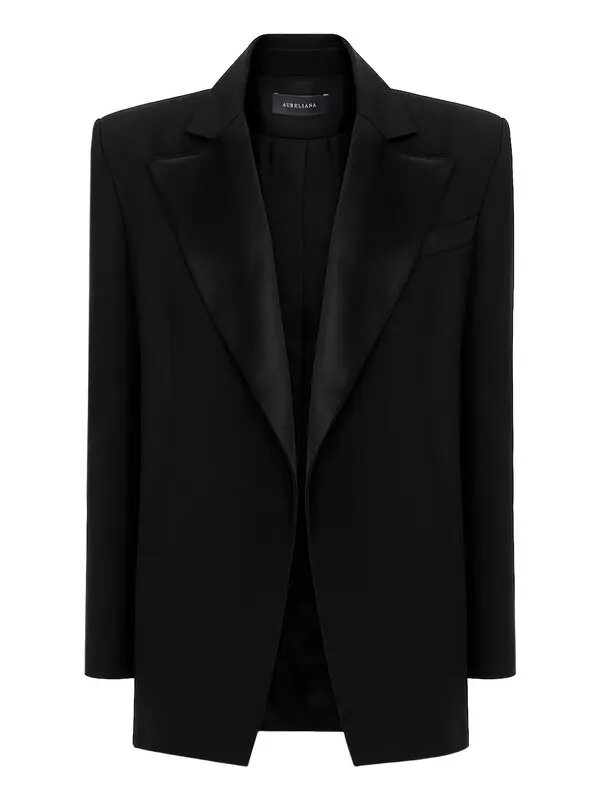 AURELIANA Wool-silk Tuxedo Jacket - Black