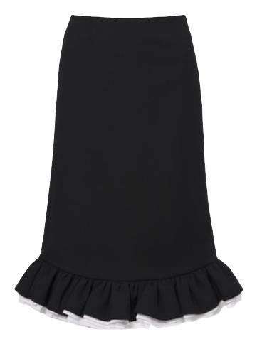 SHUSHU/TONG Ruffled Wool And Silk Midi Skirt - Black