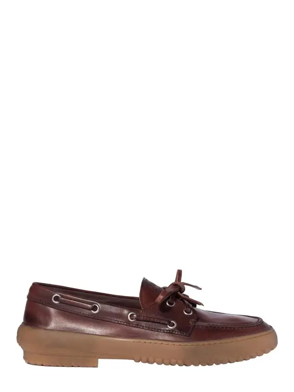 Miu Miu Leather Deck Shoes - Coffee