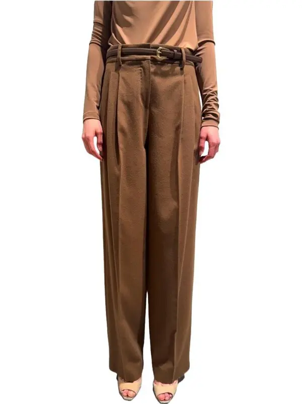 Max Mara Tailored Trousers With Belt - Chestnut