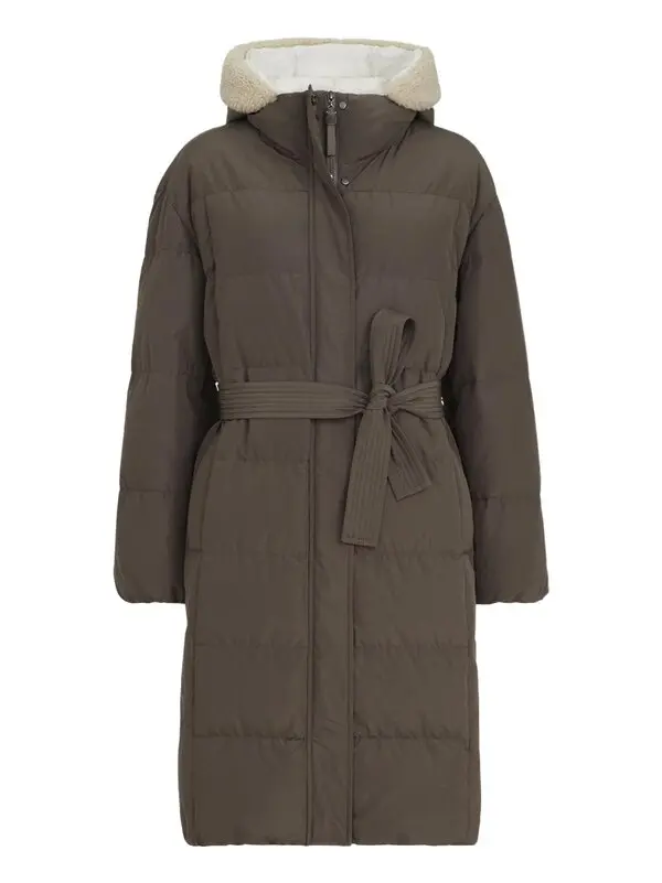 Brunello Cucinelli Long-sleeved Down Jacket With Detachable Hood And Belt - Brown