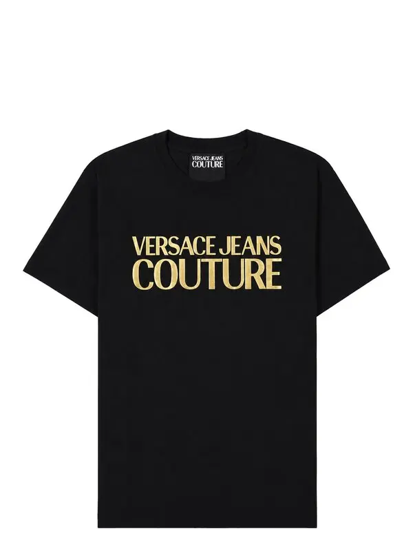 Versace T-shirt Con Logo Metallizzato - Black