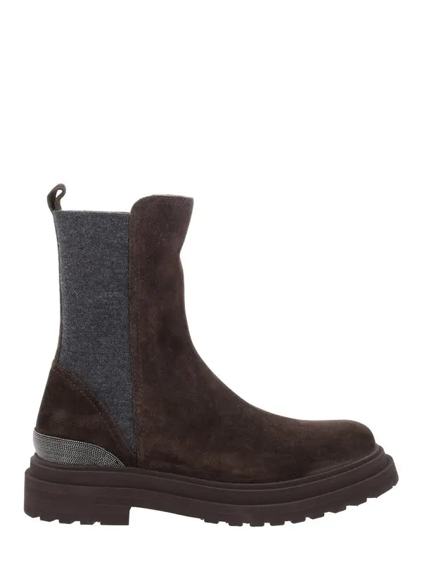 Brunello Cucinelli Suede Ankle Boots - Dark Brown