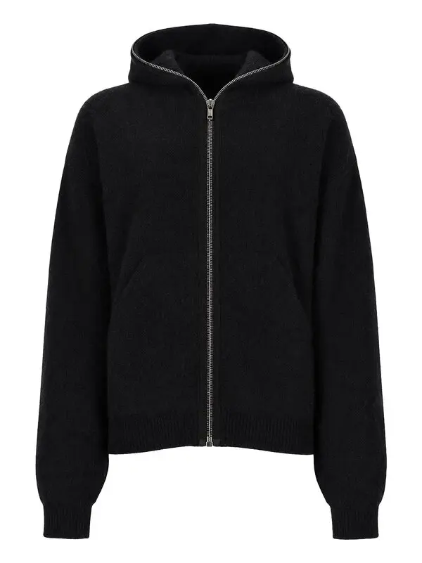 Rick Owens Zip-up Knit Hoodie - Black