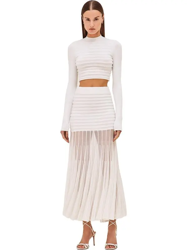 Alexis Hela Top Cropped Long Sleeve With Line Detail - Blanc