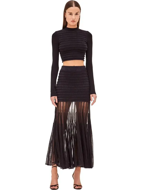 Alexis Hela Cropped Long Sleeve Top - Noir