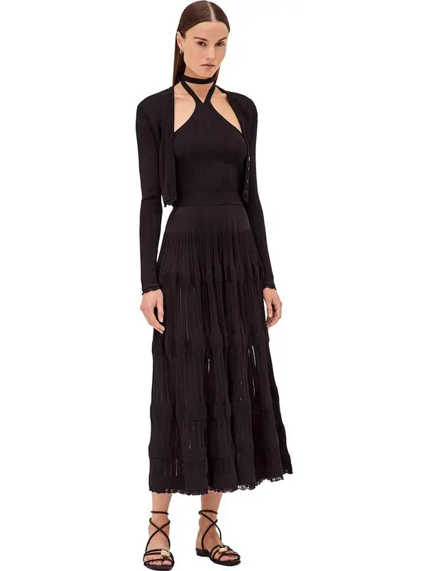 Alexis Olive Ribbed Cropped Cardigan - Black