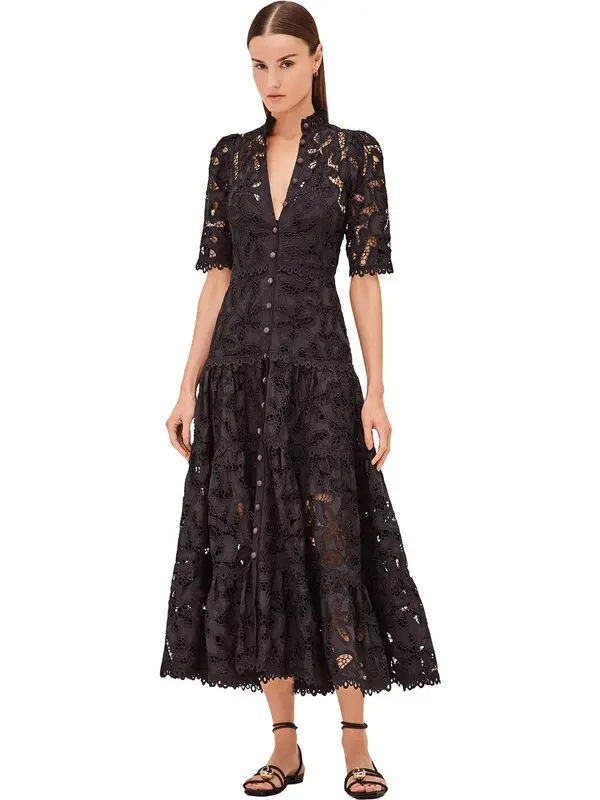 Alexis Ledina Lace Midi Dress - Black