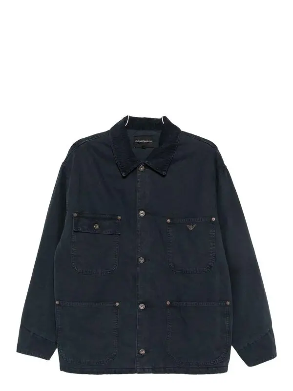 Emporio Armani Cotton Caban Coat - Blue