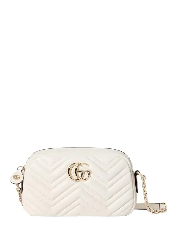 Gucci Mini Leather Shoulder Bag With Double G Hardware - Bianco