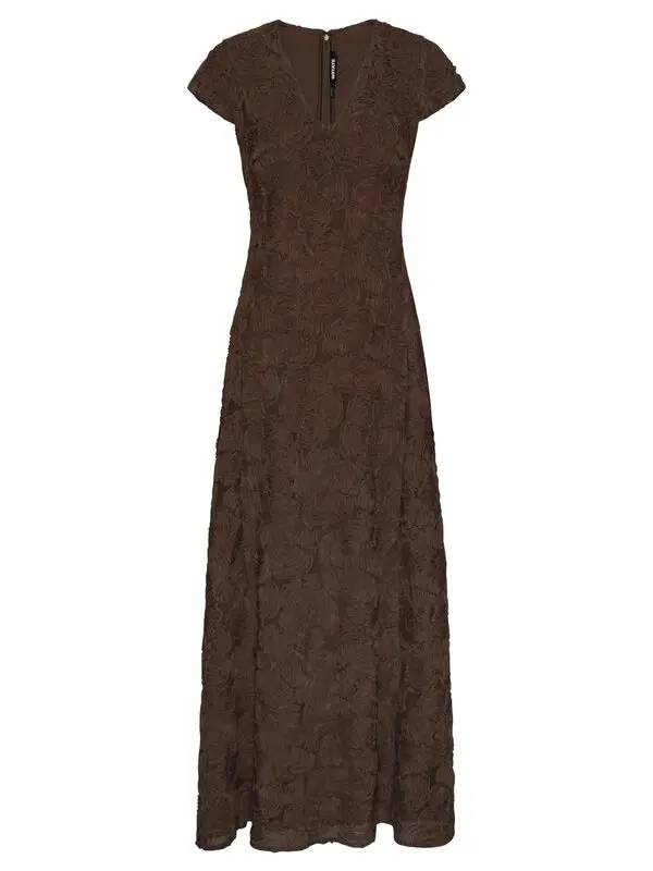 ROTATE BY BIRGER CHRISTENSEN Floral Mesh V-neck Mini Dress - Marrone