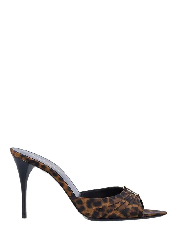 Saint Laurent Babylone Leopard-print Grosgrain Peep-toe Stiletto Flats - Marrone