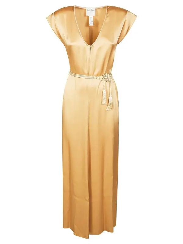 FORTE_FORTE V-neck Satin Gown - Giallo