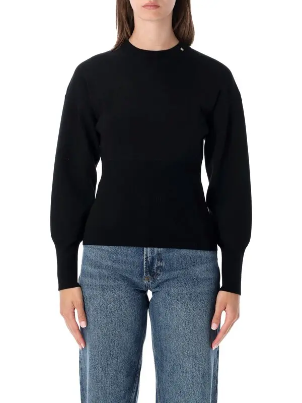 ANINE BING Imane Sculpted Crewneck Sweater - Nero