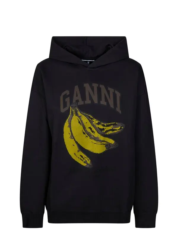 GANNI Graphic Banana Logo Hoodie - Grigio