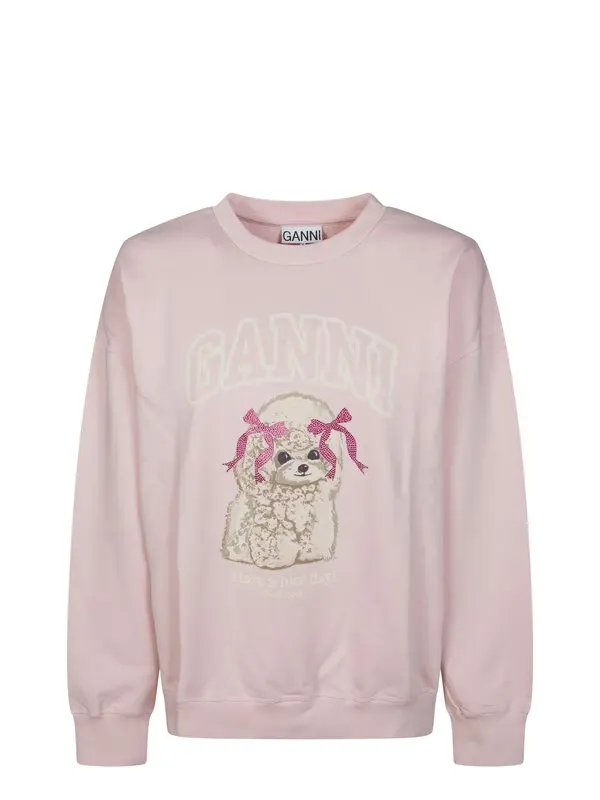 GANNI Printed Puddle Effect Sweatshirt - Rosa