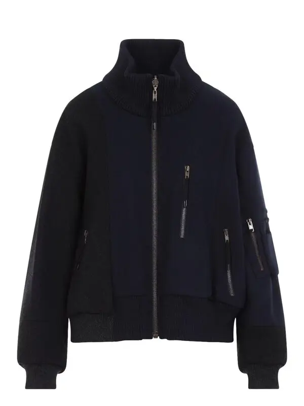 MAISON MARGIELA Spliced Virgin Wool Bomber Jacket - Blue