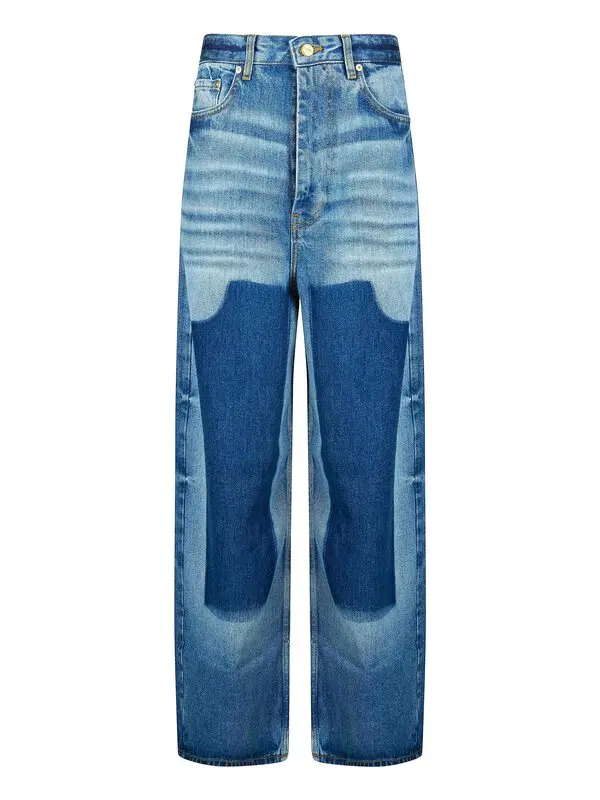 GANNI Baggy Patch Worker Jeans - Blu