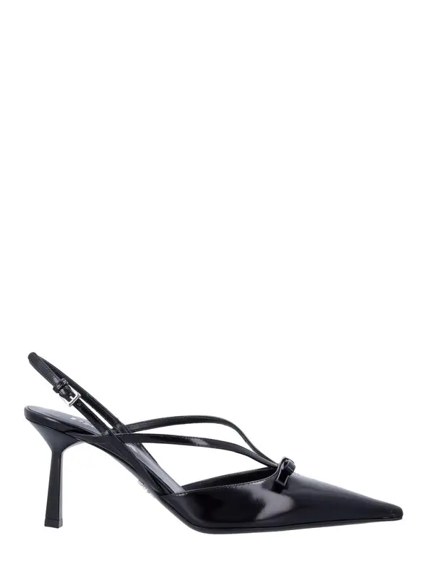 Prada Slingback Pumps With Bow Detail And 7.5 Cm Heel - Nero