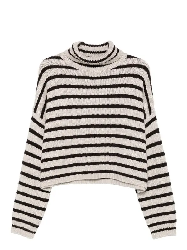LISA YANG Striped Cashmere Turtleneck Sweater - Grigio