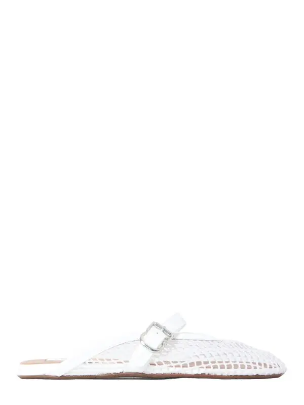 Alaïa Fishnet Flat Sandals With Buckle Detail - Blancoptiq