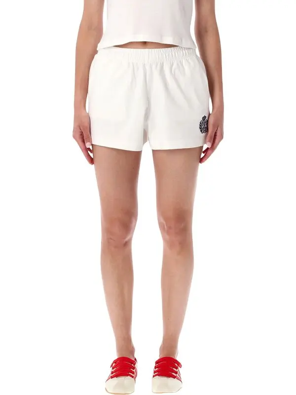 SPORTY & RICH Cotton Shorts With Emblem - Bianco