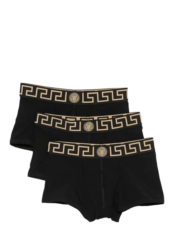 Versace Logo Band Cotton-blend Boxer Shorts Set Of - Nero