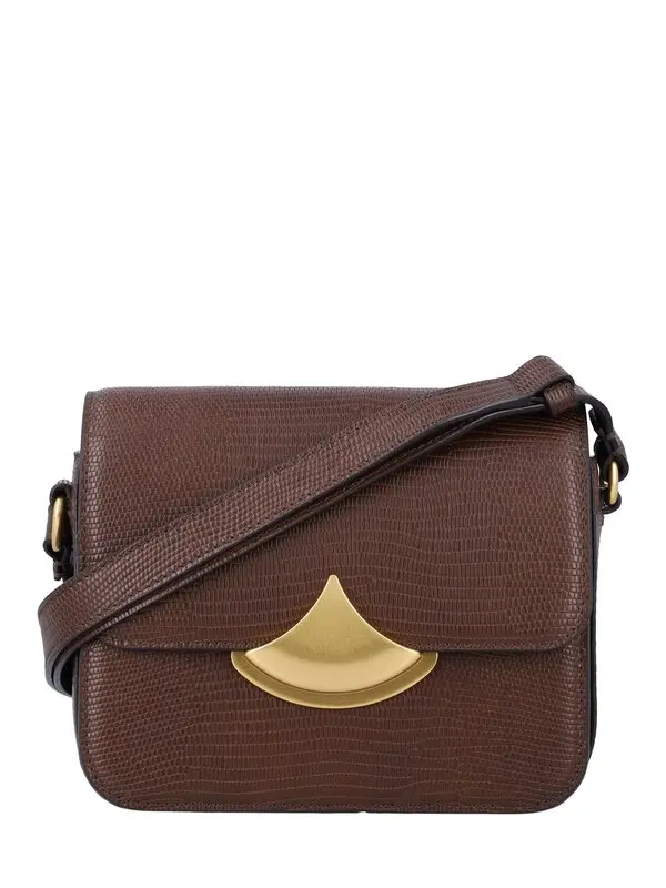 SESSUN Lizard-embossed Leather Box Handbag - Marrone