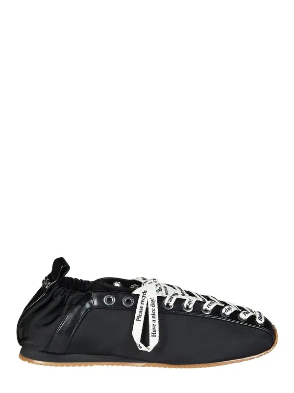 GANNI Ballerina Lace-up Nylon Flats - Nero
