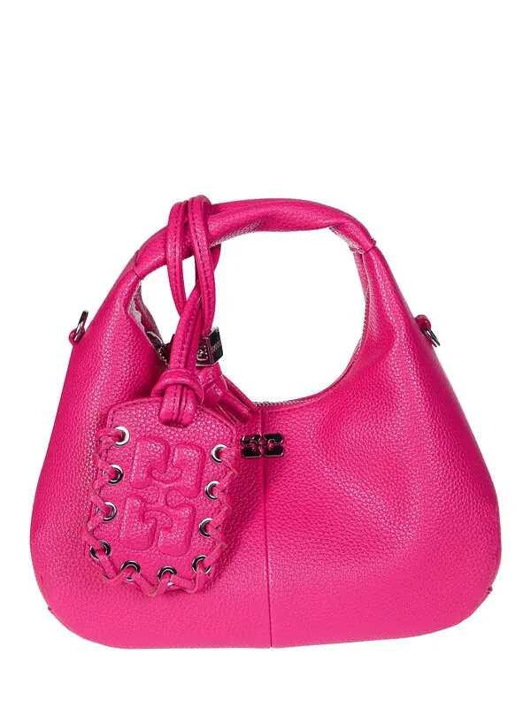 GANNI Mini Grained Hobo Handbag - Rosa