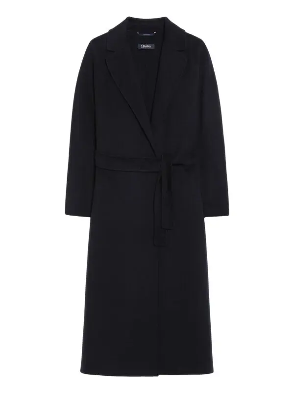 Max Mara Hand-sewn Pure Wool Robe Jacket With Belt - Blu