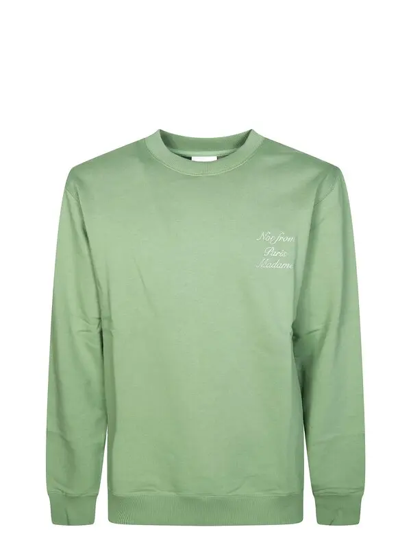 Drole De Monsieur Slogan Sweatshirt With Calligraphy Print - Verde