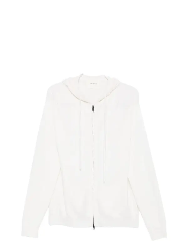 LISA YANG 100% Cashmere Full Zip Hoodie - Bianco