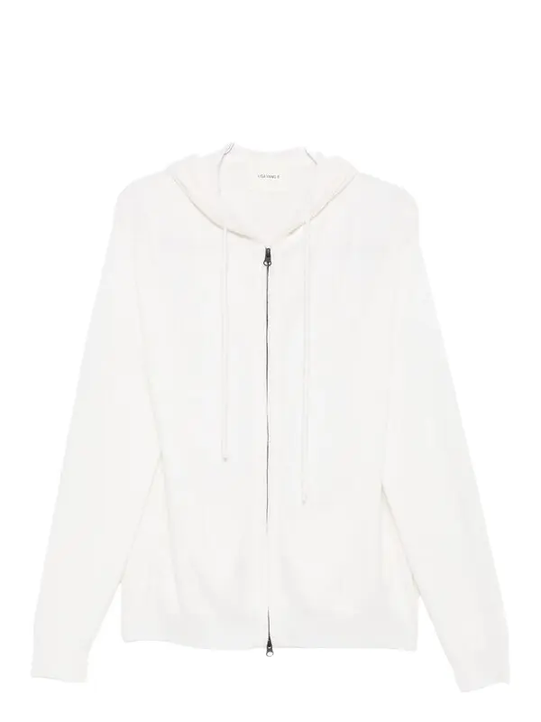 LISA YANG 100% Cashmere Full Zip Hoodie - Bianco