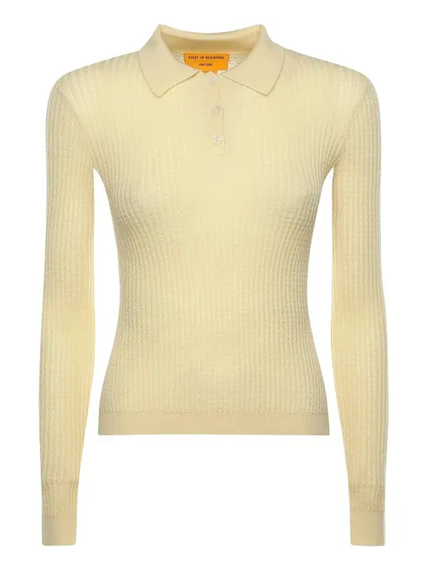 Guest In Residence Honeycomb Knit Cashmere Polo - Giallo