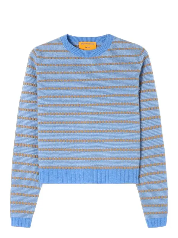 Guest In Residence Striped Cropped Cashmere Crewneck Sweater - Blu